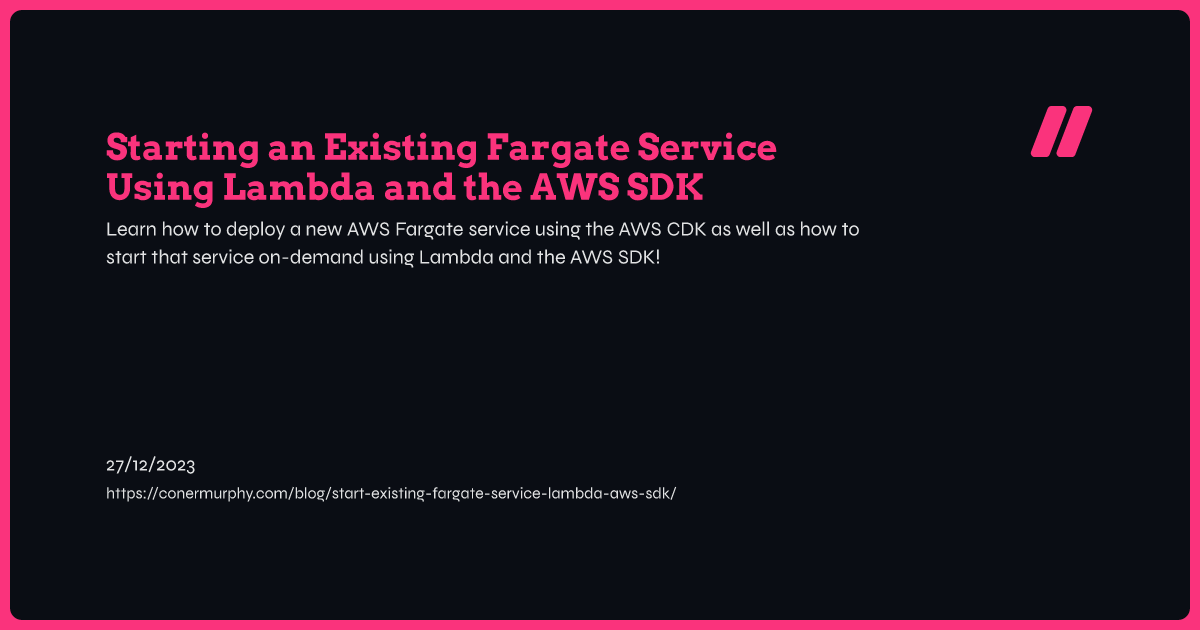 Starting an Existing Fargate Service Using Lambda and the AWS SDK ... Starting an Existing Fargate Service Using Lambda and the AWS SDK ...